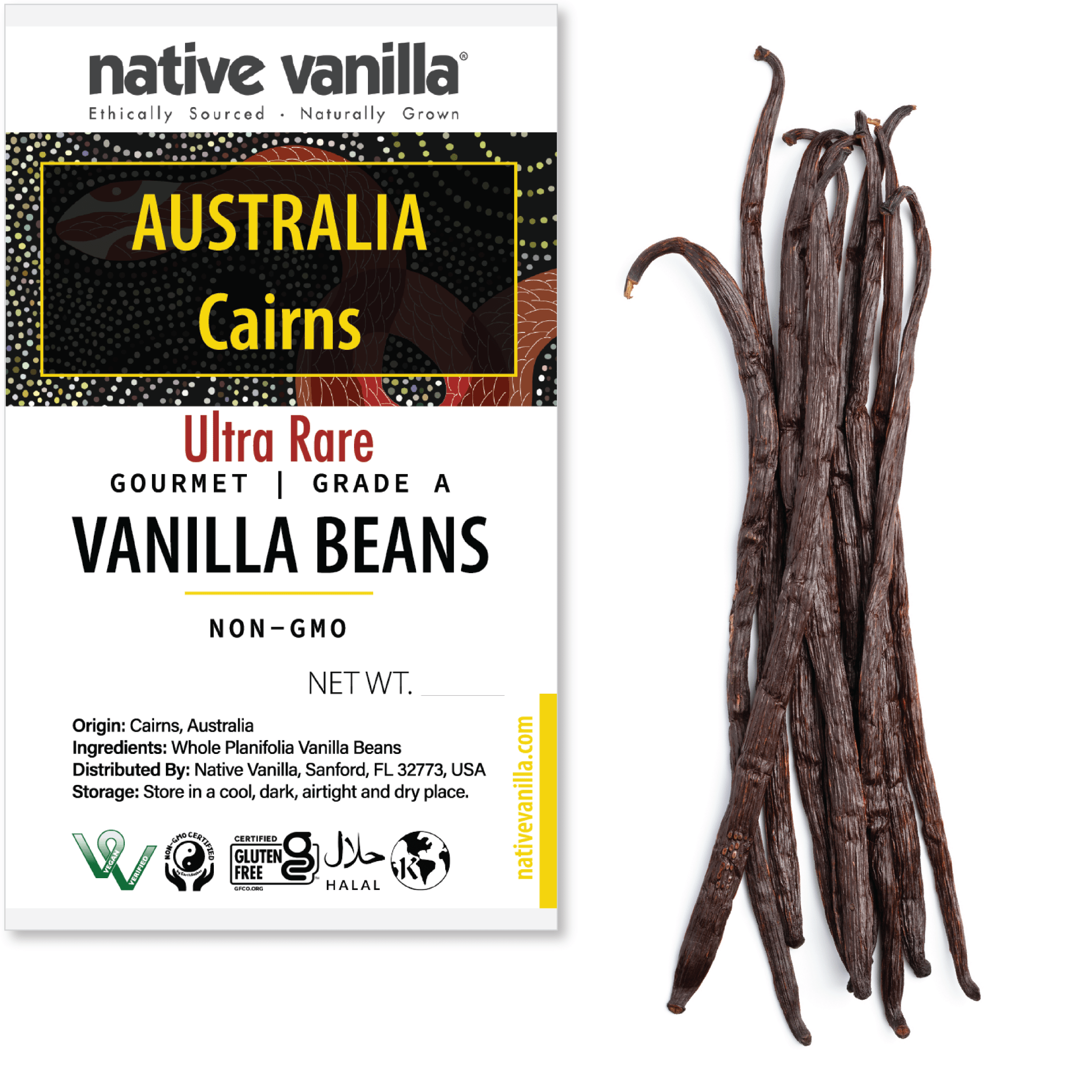 Australia, Cairns - Gourmet Vanilla Beans - Grade A– Native Vanilla