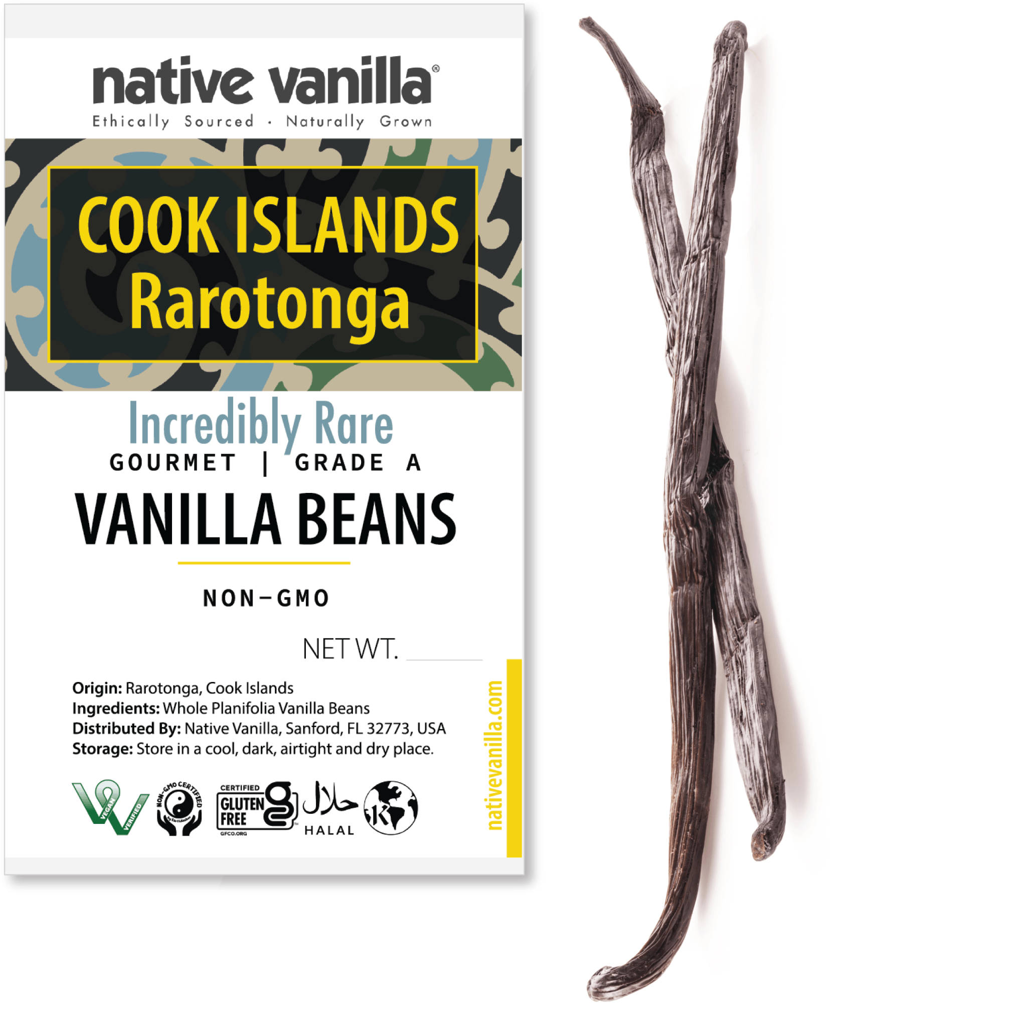 Cook Islands Rarotonga Gourmet Vanilla Beans - Grade A– Native Vanilla