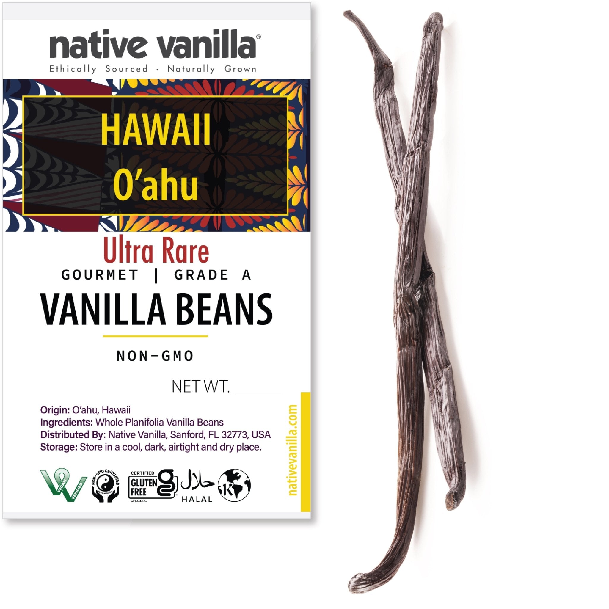 Hawaii O'ahu Gourmet Vanilla Beans - Grade A– Native Vanilla