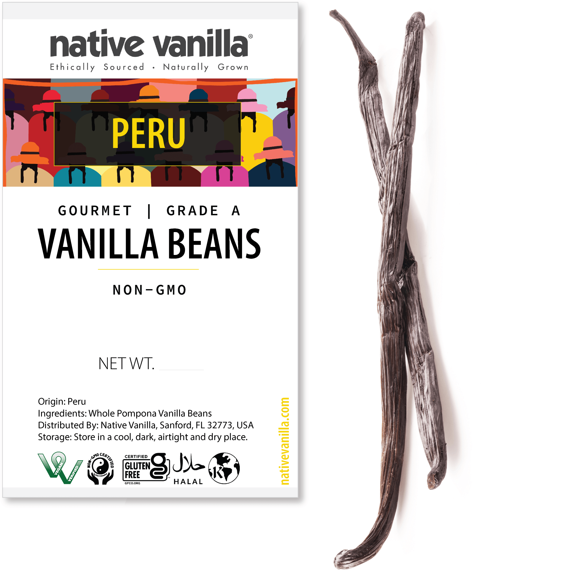 Peru, Amazon Rainforest - Gourmet Vanilla Beans - Grade A– Native Vanilla